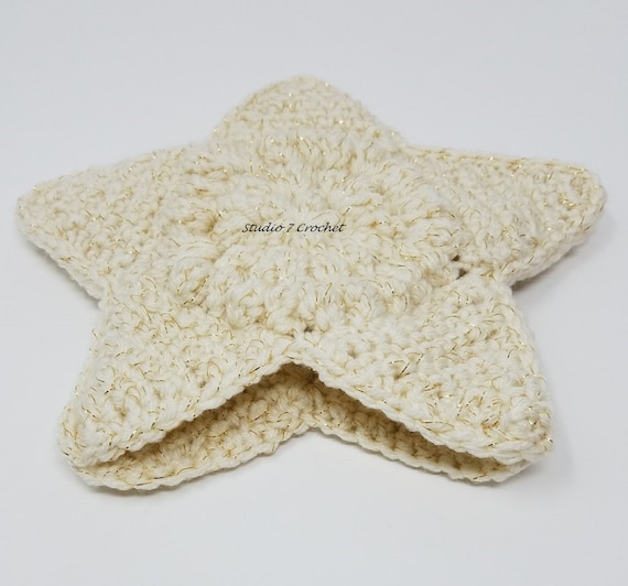 Tree Topper Star Hand Crocheted Sparkling Cream | Etsy