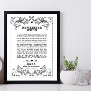 Beautiful Unique Personalised Memory Print, Remember When ...