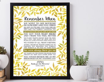 Beautiful Unique Personalised Memory Print Remember When | Etsy