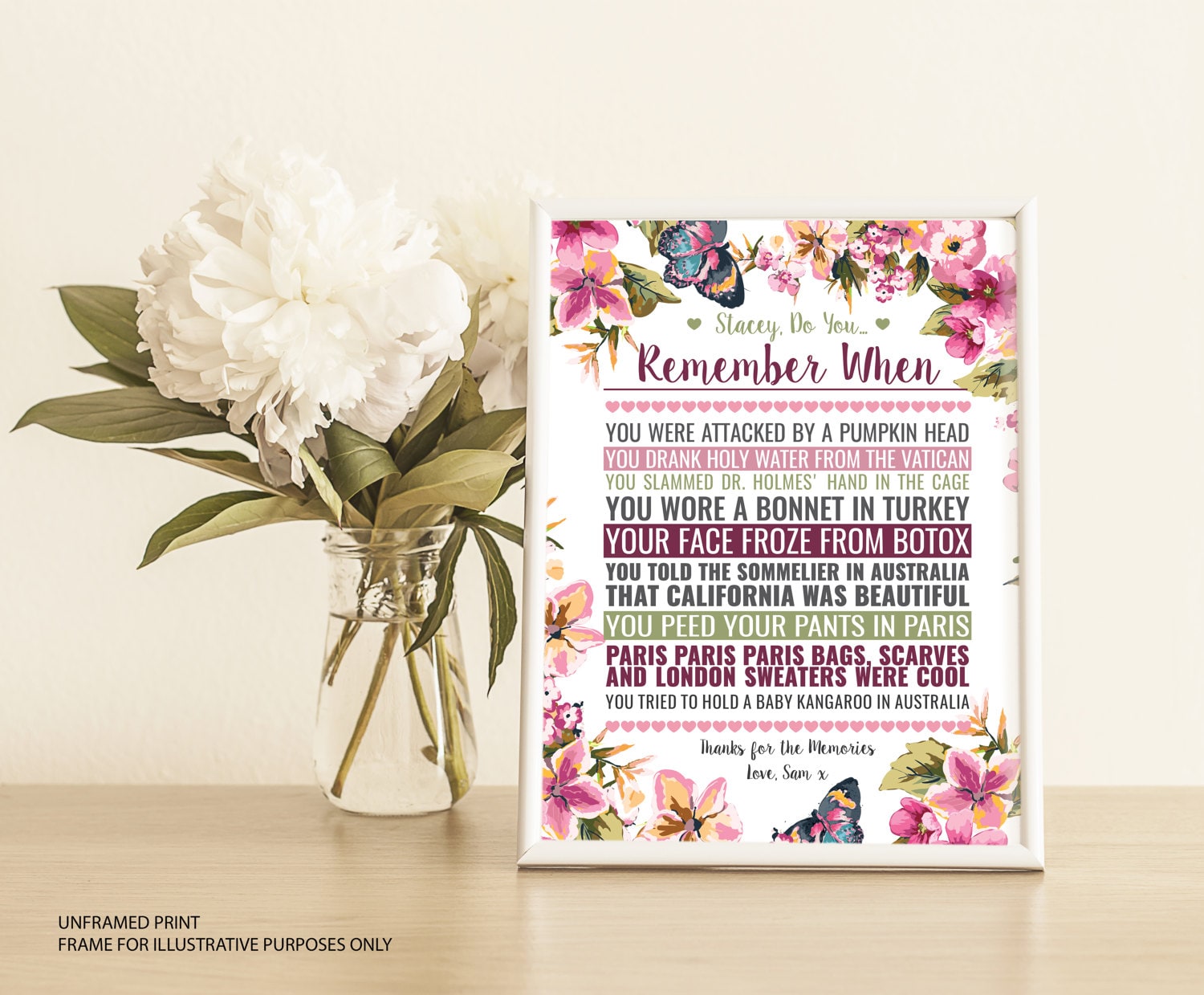 Beautiful Unique Personalised Memory Print Remember When - Etsy UK