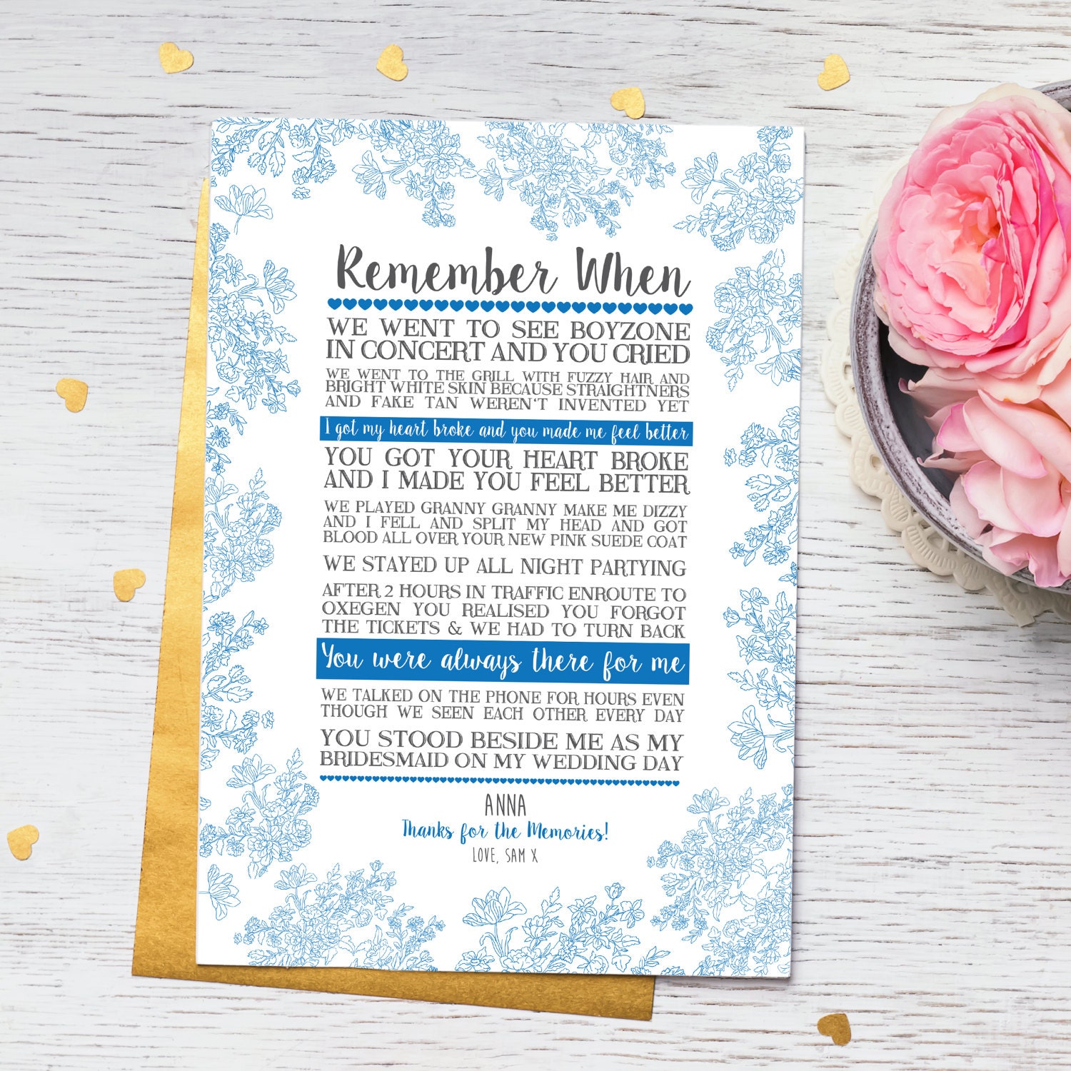Beautiful Unique Personalised Memory Print Remember When | Etsy