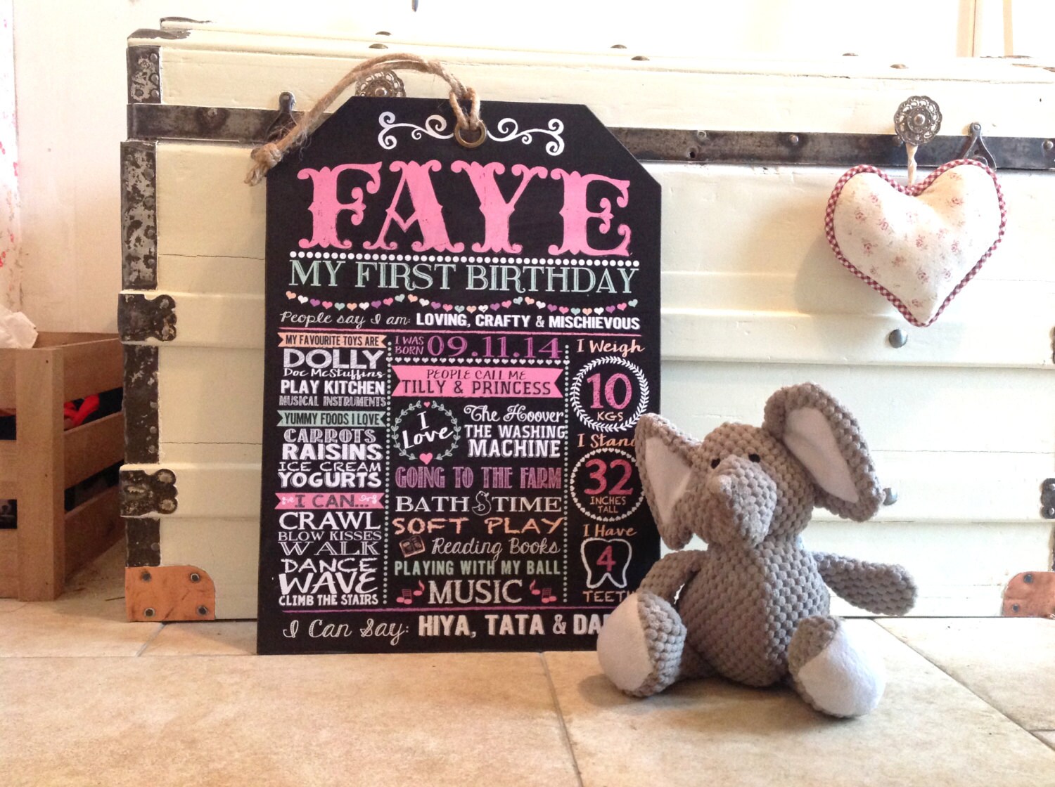 First Birthday Chalkboard Effect Sign Customised Unique Gift - Etsy UK