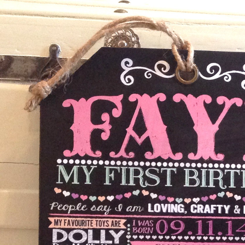 First Birthday Chalkboard Effect Sign Customised Unique Gift - Etsy UK