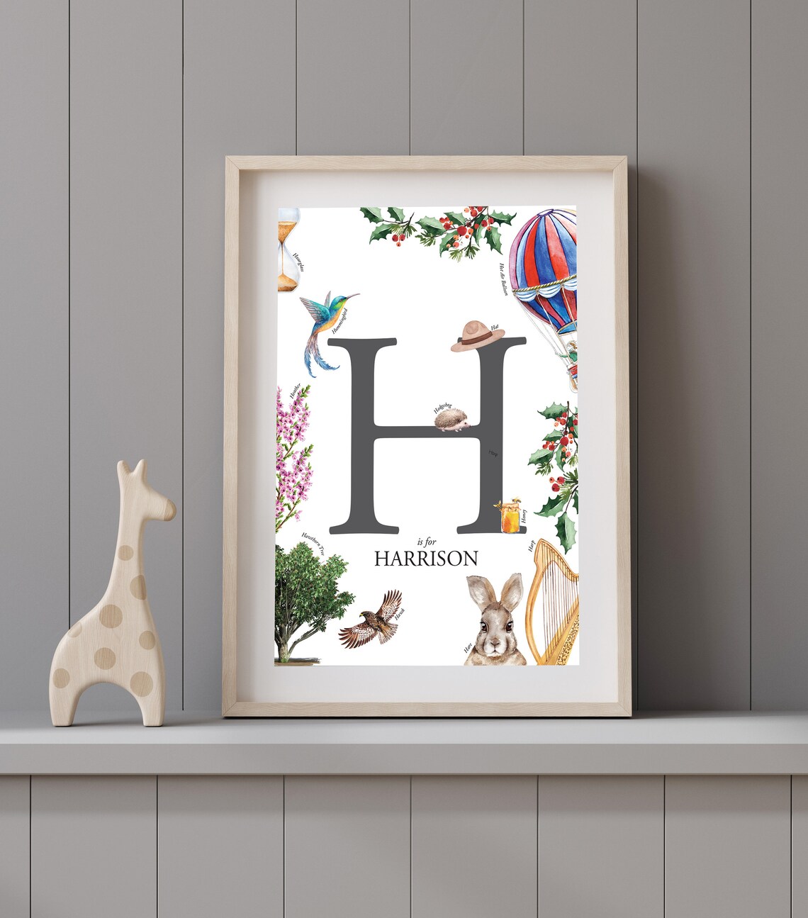 Nursery/child Alphabet Print, Initial H Print, New Baby Gift (unframed ...