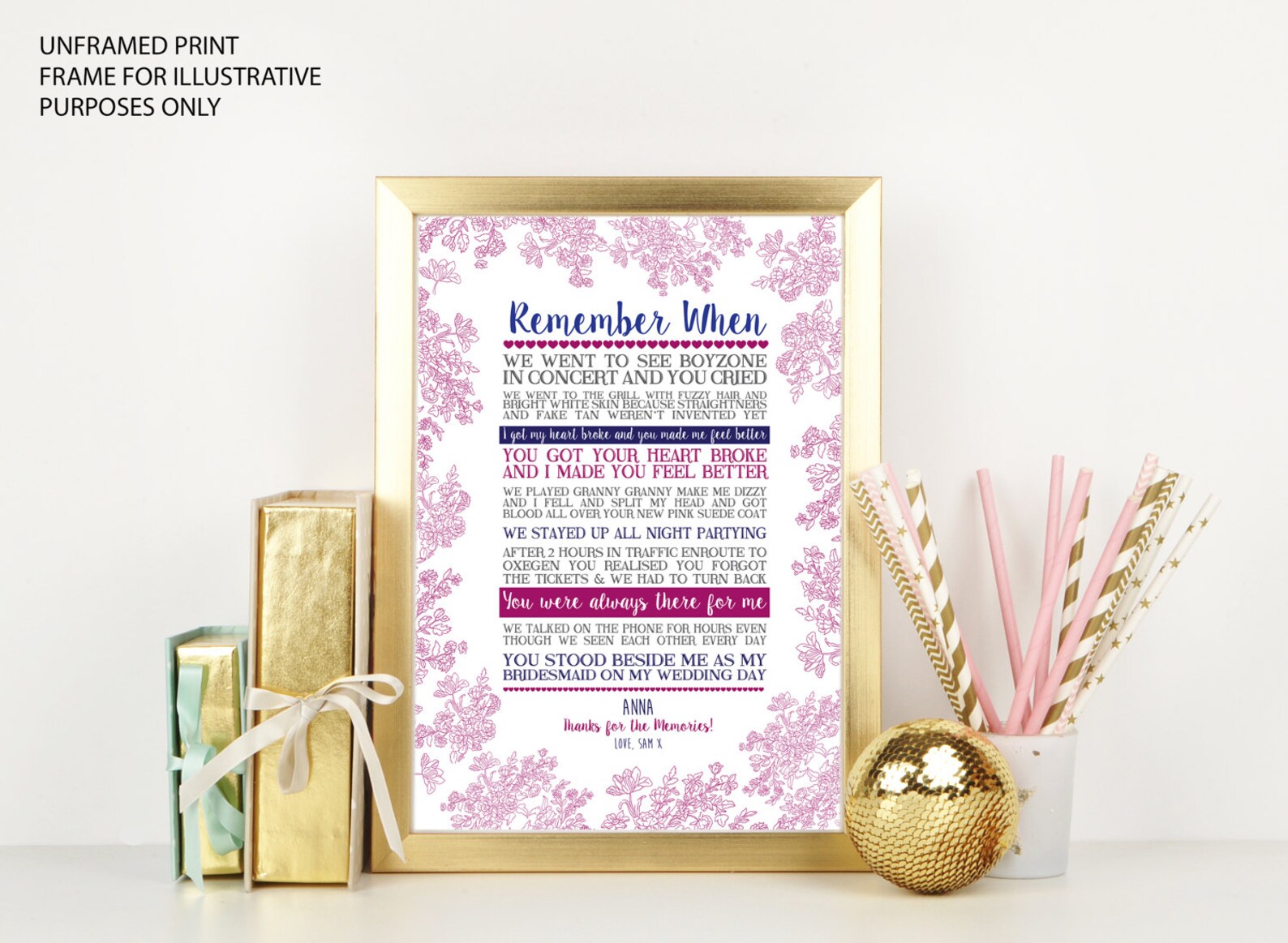Beautiful Unique Personalised Memory Print Remember When - Etsy