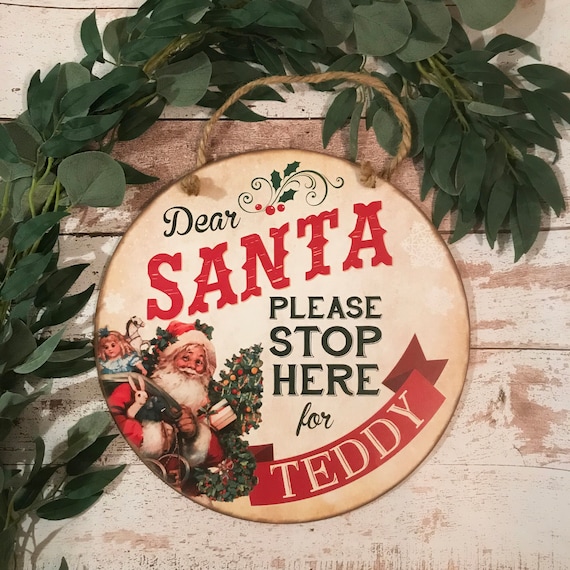 Santa Please Stop Here Santa's Nice List Christmas Sign | Etsy