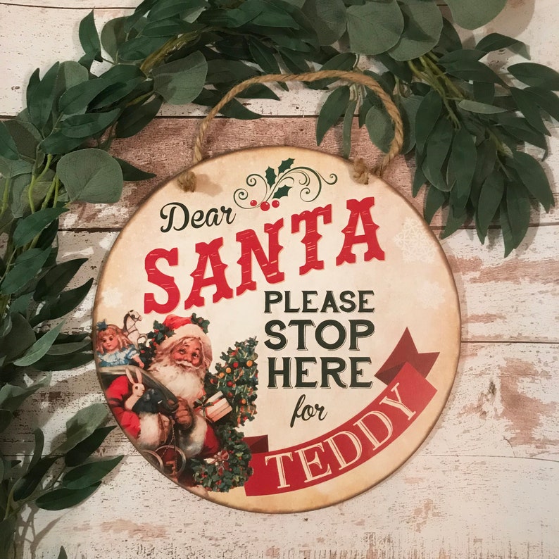 Santa Please Stop Here, Santa's Nice List, Christmas Sign, Personalised ...