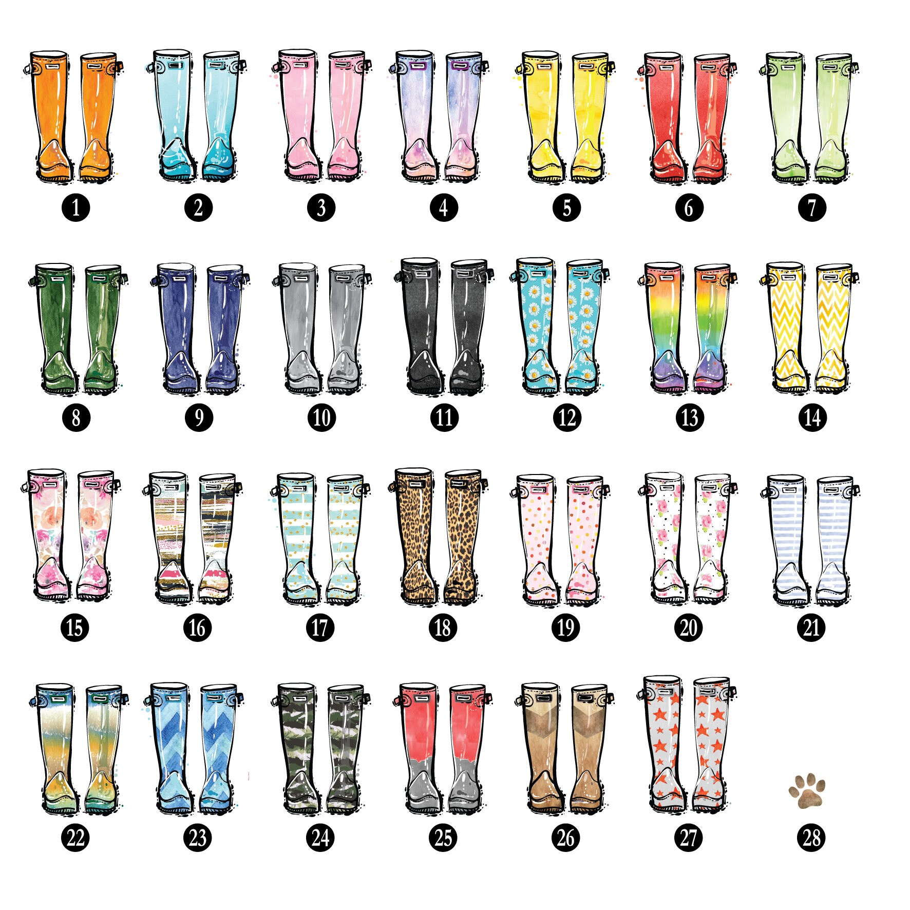 Personalised Welly Boot Print Family Welly Boot Print | Etsy UK