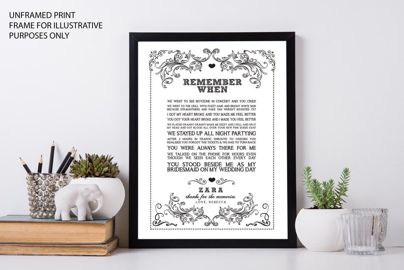 Beautiful Unique Personalised Memory Print Remember When - Etsy