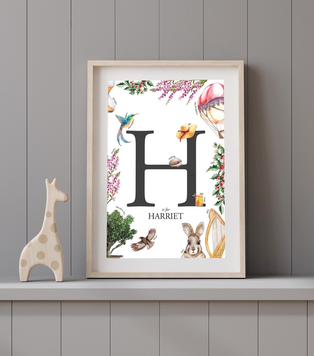 Nursery/child Alphabet Print, Initial H Print, New Baby Gift (unframed ...