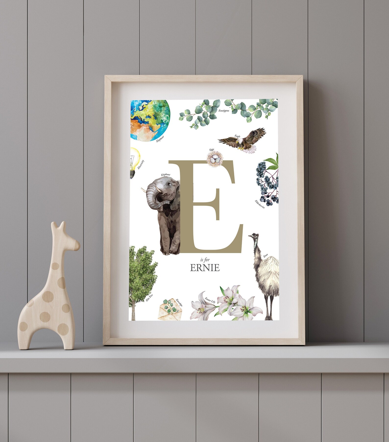 Nursery/child Alphabet Print, Initial E Print, New Baby Gift (unframed ...