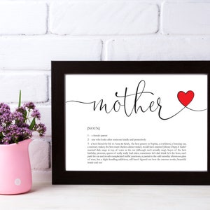 Mothers Day Gift, Mother Dictionary Print (unframed Print) - Etsy