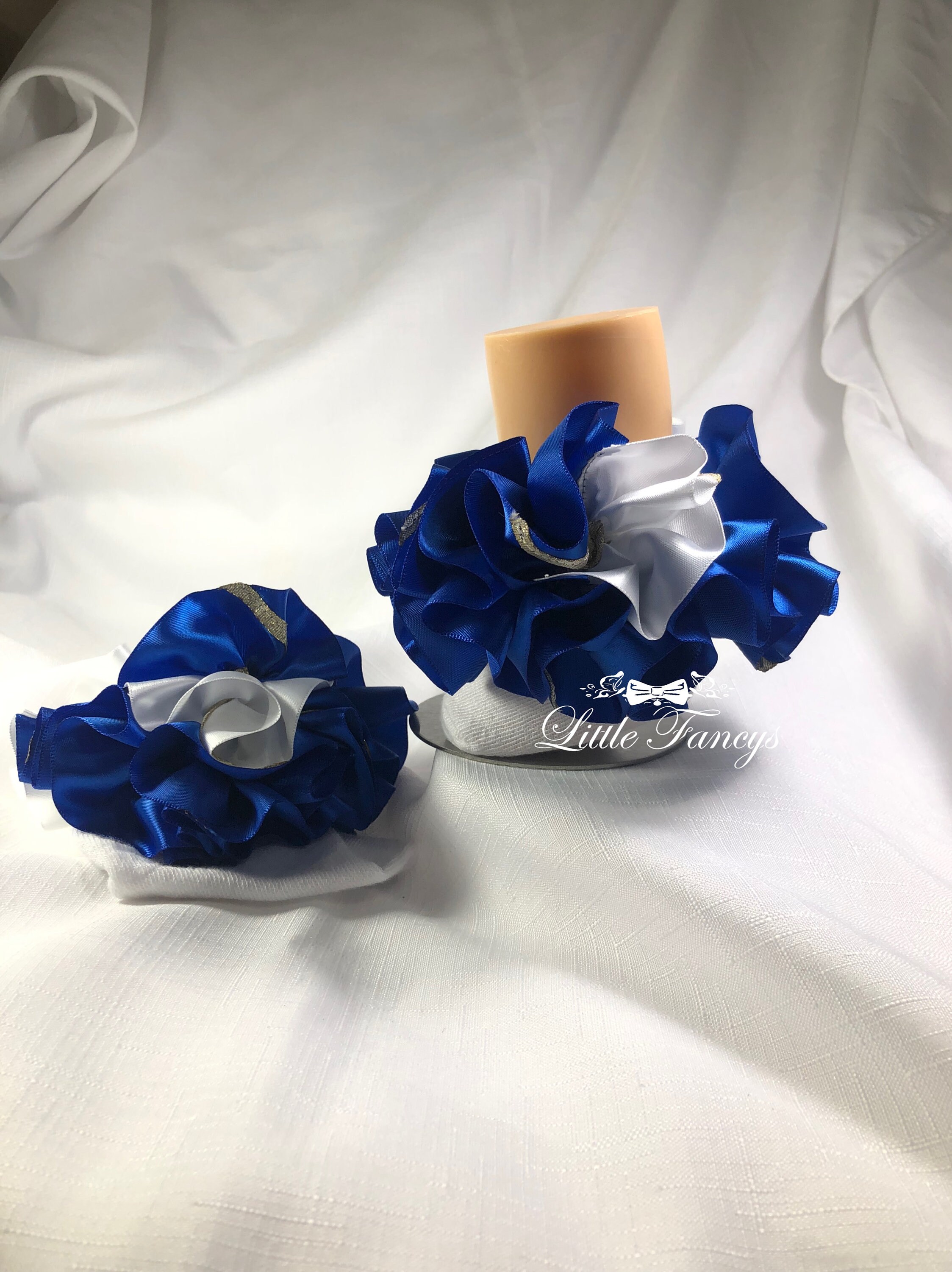 Royal Blue and White Ruffle Socks With Gold Ruffle Socks for Toddlers ...