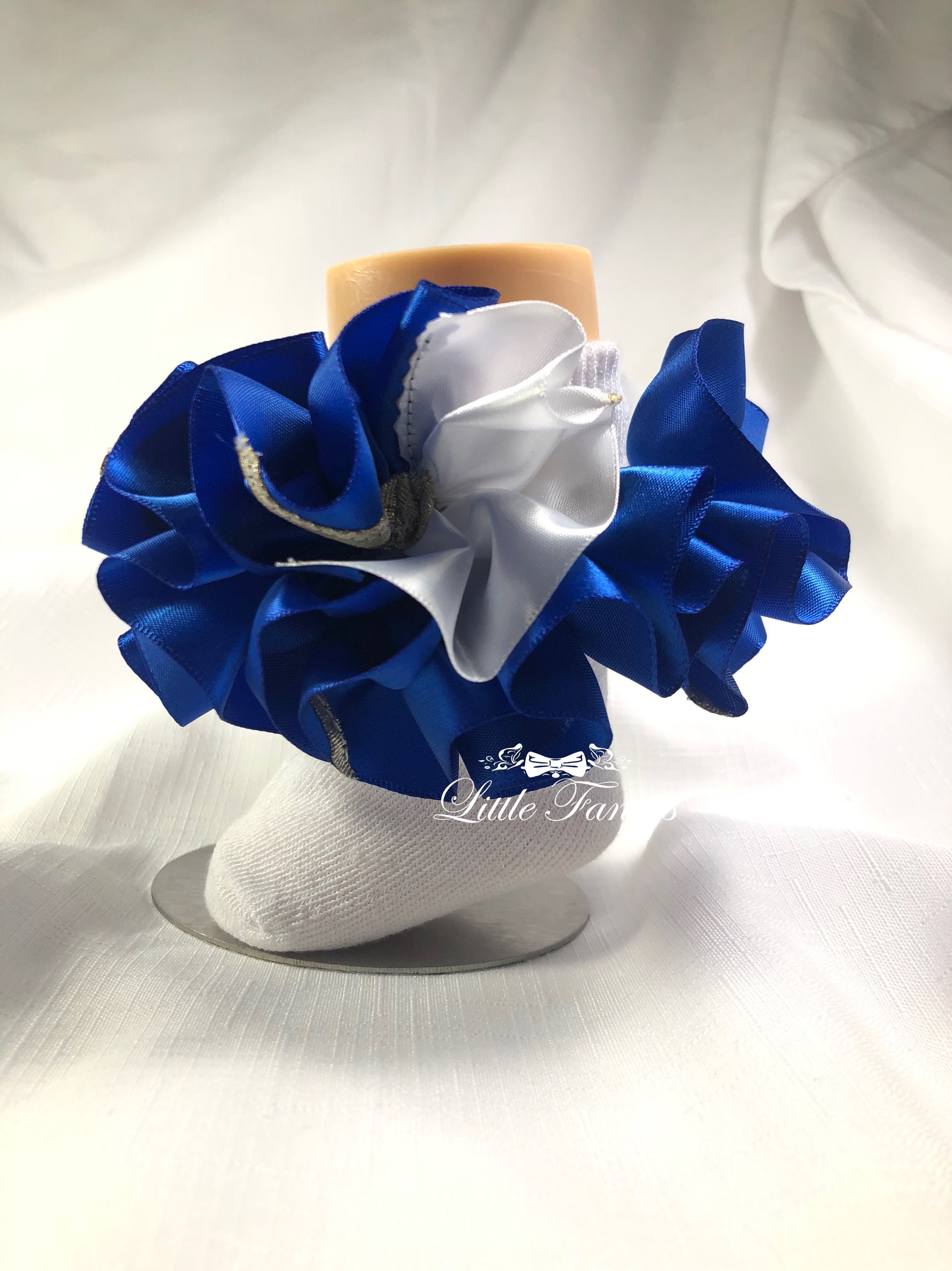 Royal Blue and White Ruffle Socks With Gold Ruffle Socks for Toddlers ...