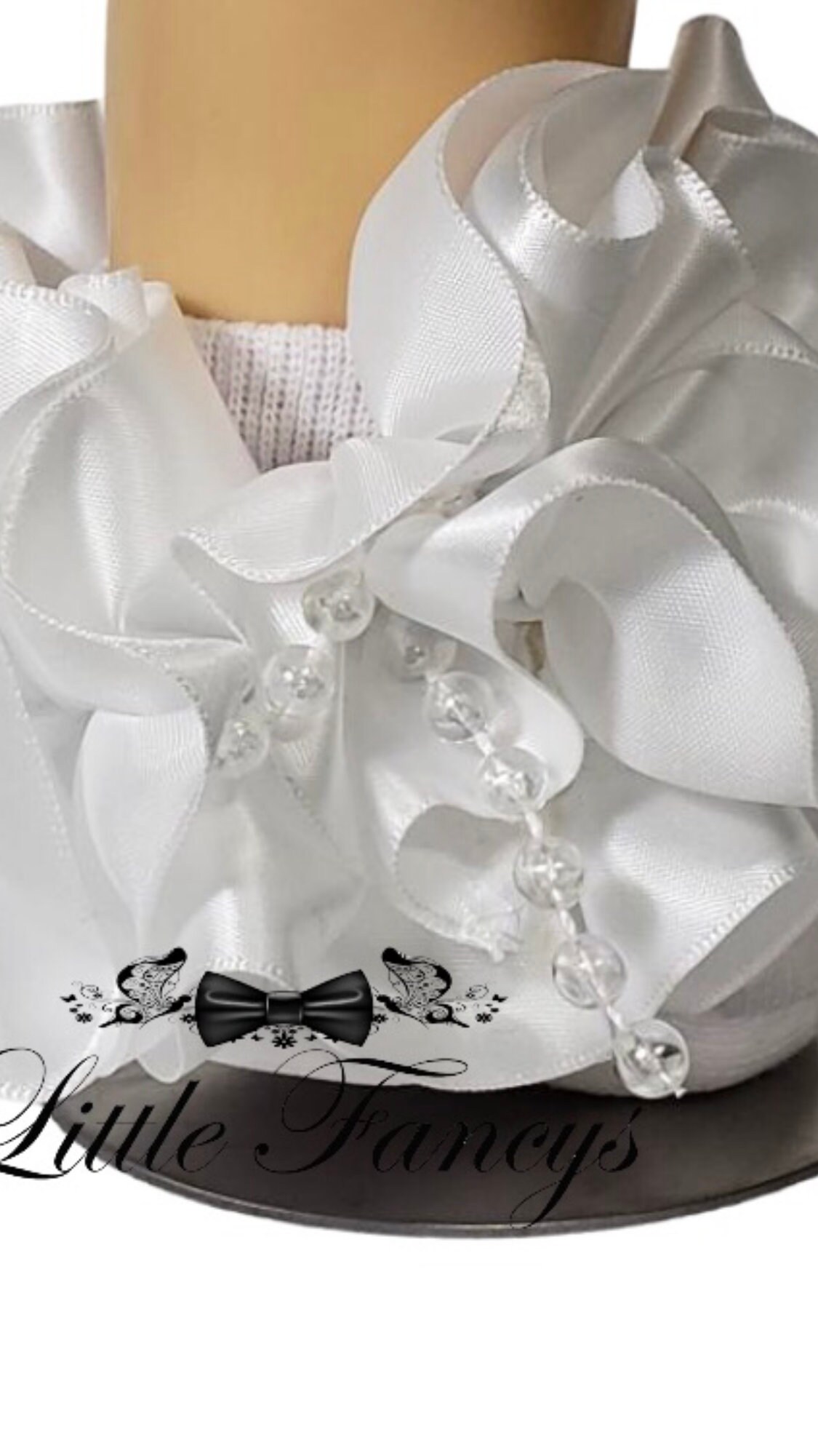 Princess White Fluffy Ruffle Socks Wedding Satin Socks White Toddler ...