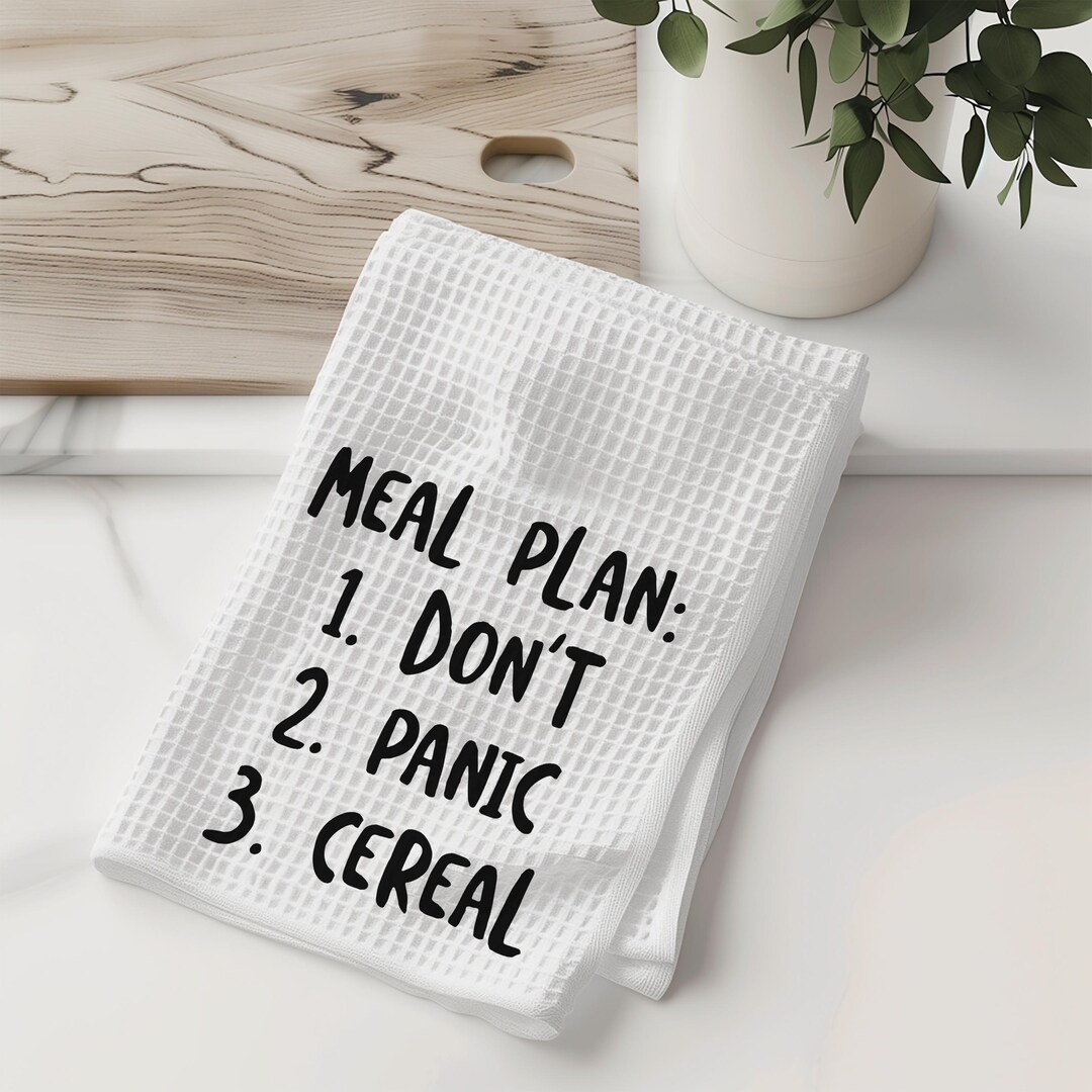 Funny Dish Towel - Meal Plan Humor - Sarcastic Kitchen Towel - Waffle ...