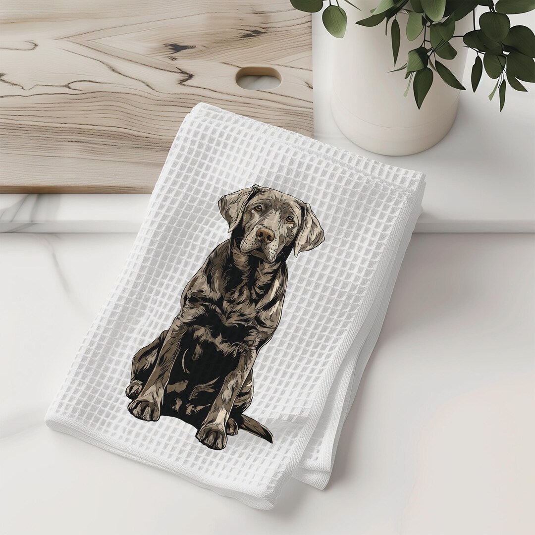 Labrador Retriever Dish Towel - Silver Labrador Retriever Kitchen Towel ...