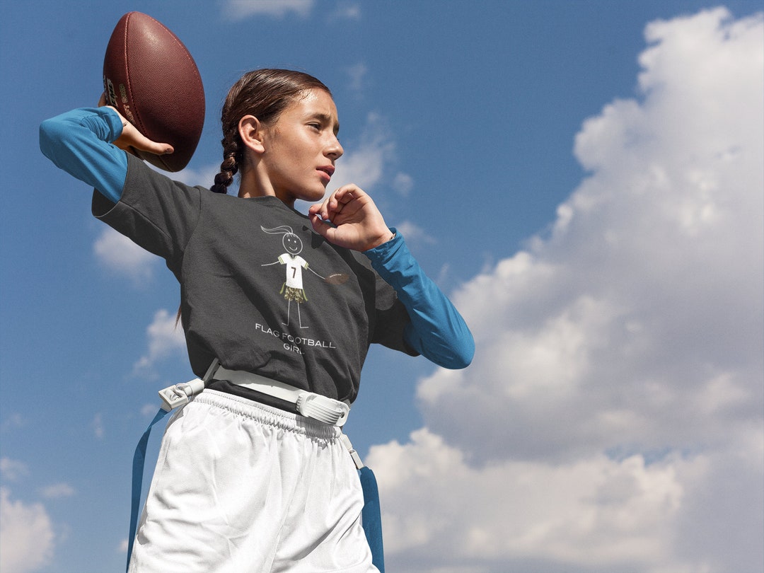 Youth Funny Flag Football T-shirt for Girls, Sport Gifts for Girls ...
