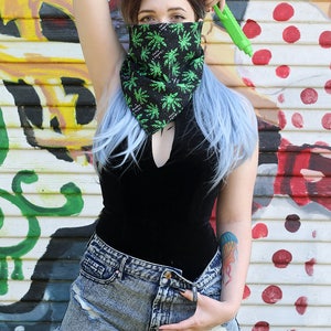 Weed Dust Mask (marijuana Leaf Cannabis Bandana Scarf 420 EDM EMC Rave ...