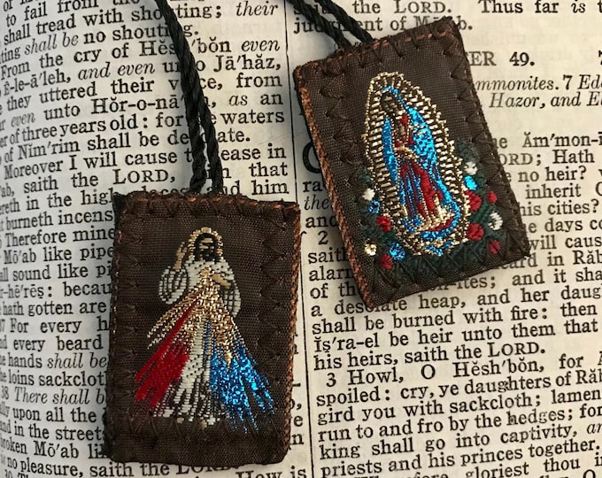 Catholic Scapular brown/blue Scapular Necklace Religious Gift Catholic ...