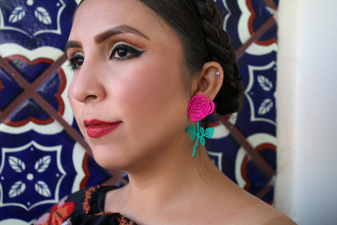 Mexican Rose Earrings (latina Earrings Frida Kahlo Earrings Costume ...