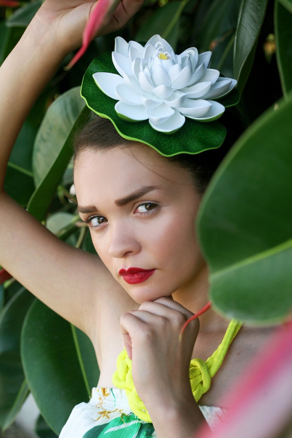 Ivory Lily Pad Fascinator (tropical Wedding Bridal Bride Ivory Lily Pad Fascinator (tropical Wedding Bridal Bride