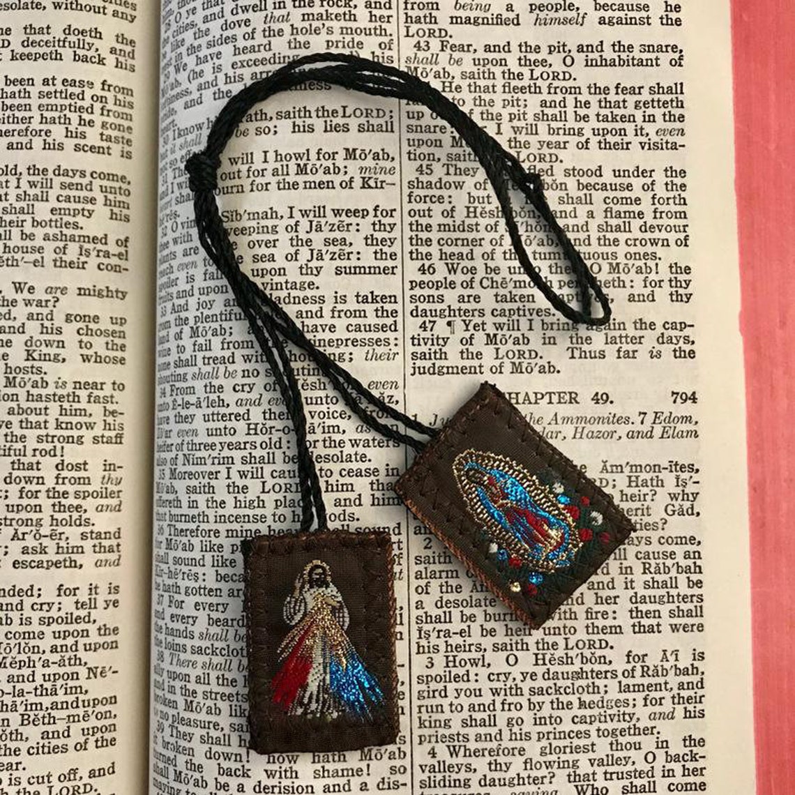 Catholic Scapular brown/blue Scapular Necklace Religious Gift - Etsy