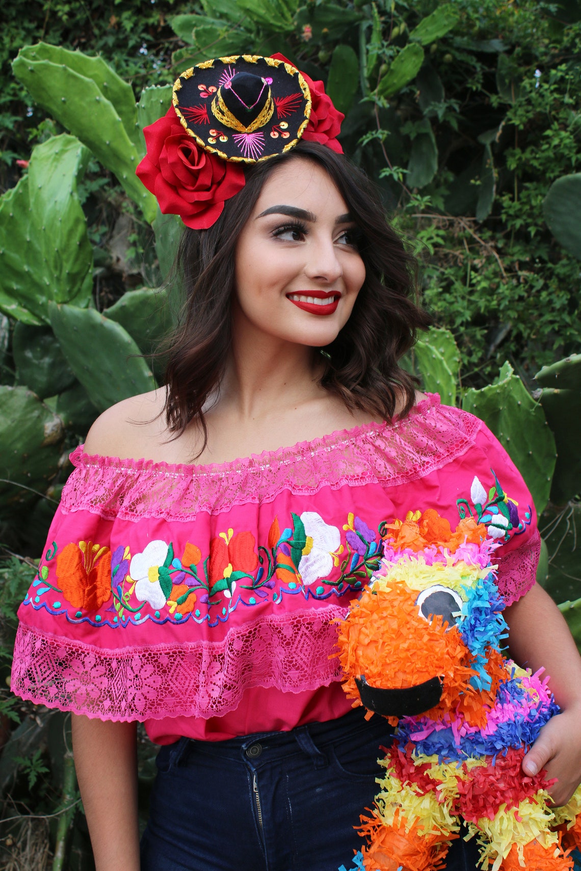 Mexican Hat Rose Headband (mexican Sombrero Bridal Headpiece ...