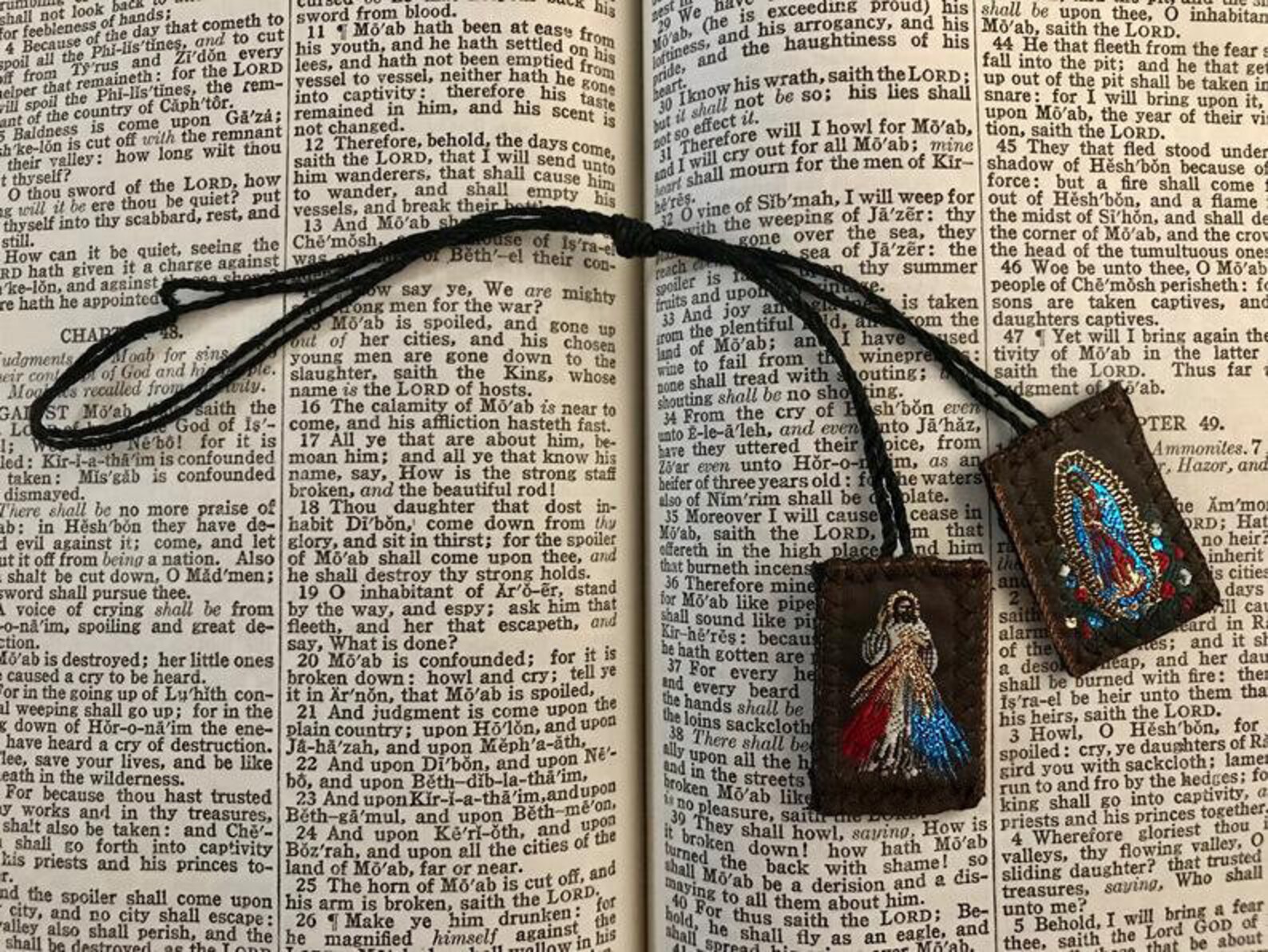 Catholic Scapular brown/blue Scapular Necklace Religious Gift - Etsy
