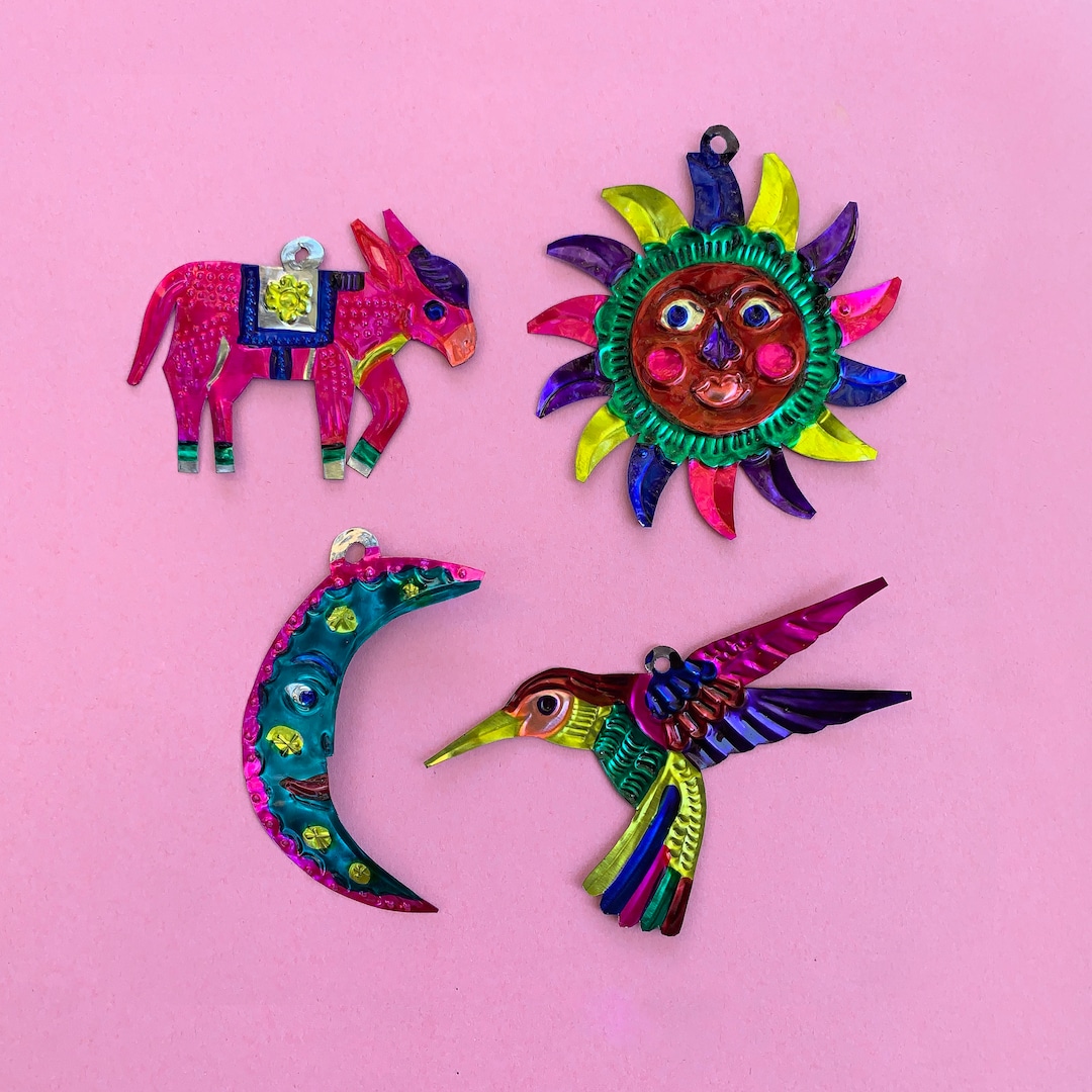 Mexican Ornament (hand-punched Tin Ornament Sacred Heart Milagro ...