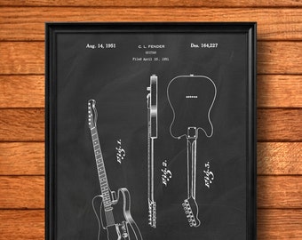 Retro 1953 Guitar by Clarence Fender Vintage Patent - Etsy