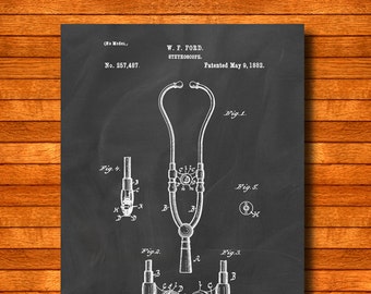 Retro 1903 Stethoscope Vintage Art Print Poster Patent | Etsy