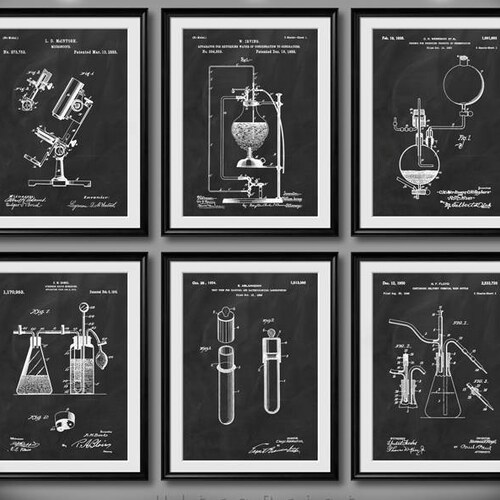 SET of 4 SCIENCE Posters Vintage Patent Illustration Art - Etsy