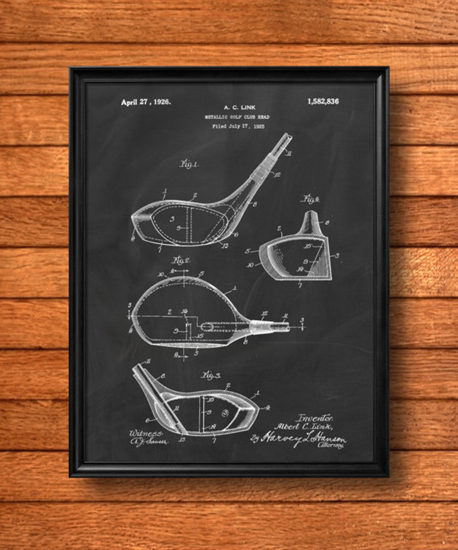 Retro 1925 Golf Club Head - Vintage Art Print Poster or Canvas, Patent ...