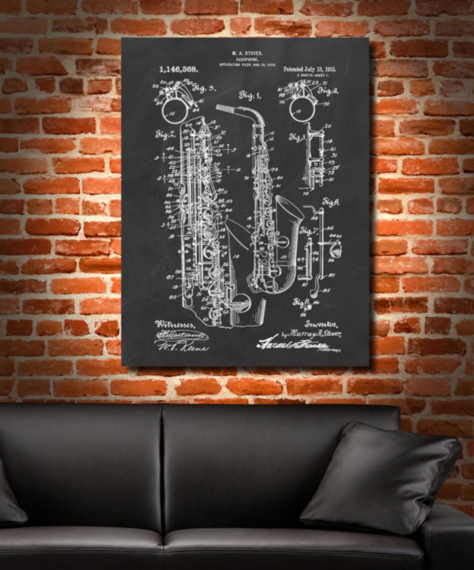 Retro 1915 Saxophone Vintage Art Print Poster or Canvas, Wall Art, Home ...