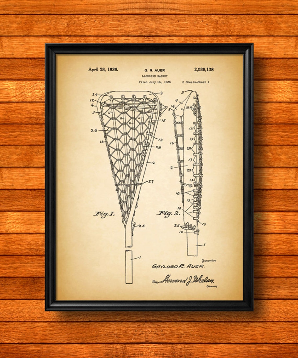 Retro 1936 lacrosse Racket Vintage Patent | Etsy