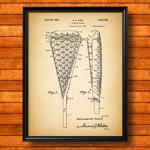 Retro 1936 "lacrosse Racket" Vintage Patent Illustration, Art Print ...