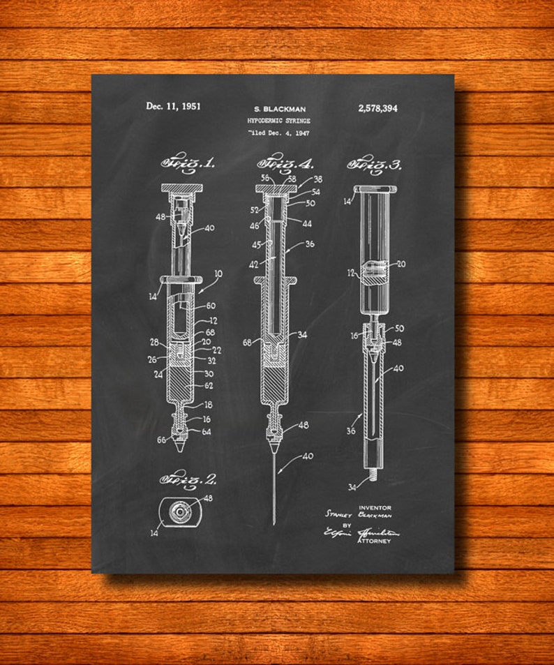 Retro 1951 "syringe" Vintage Patent Illustration, Art Print Poster ...