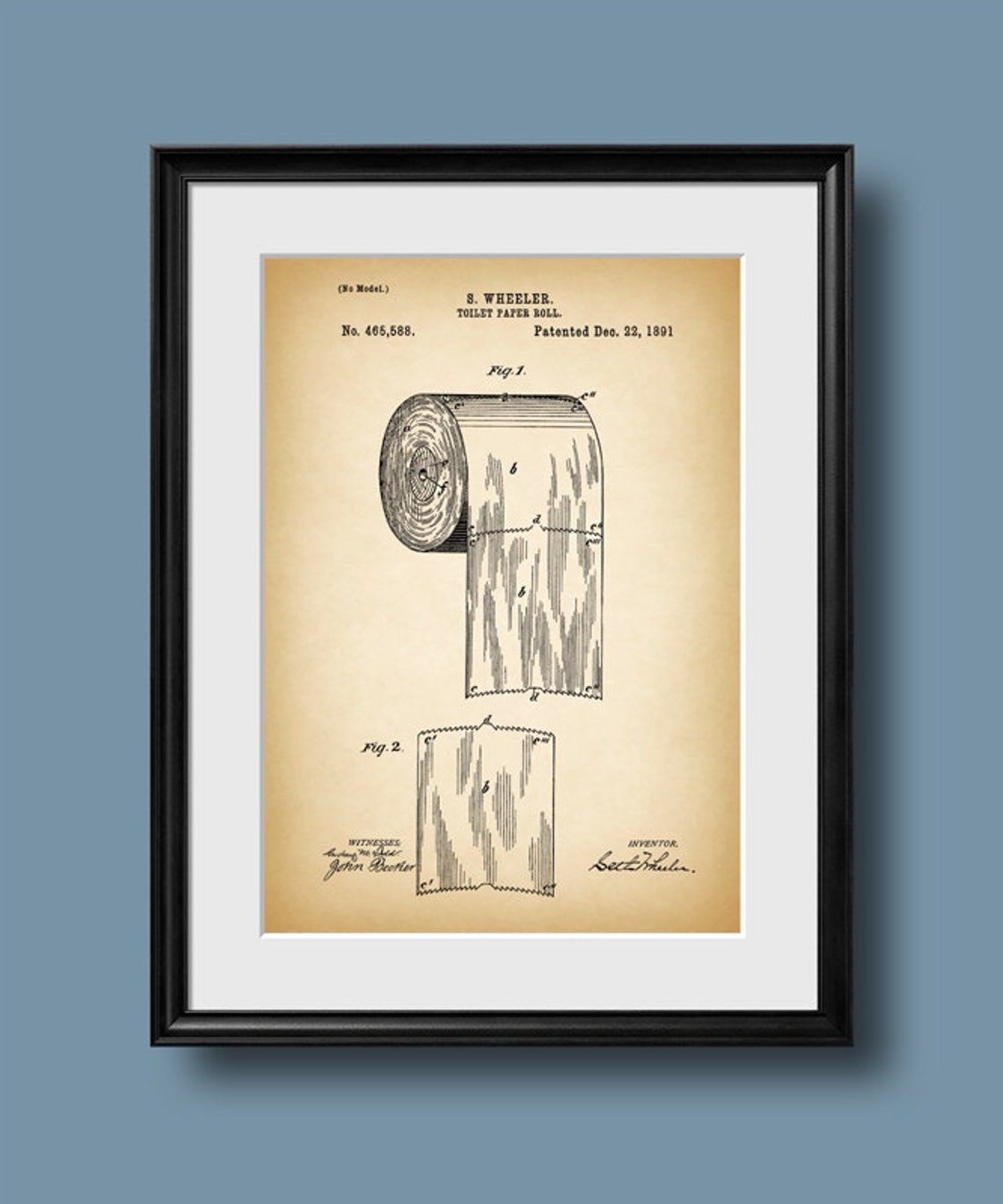 Retro 1891 "toilet Paper Roll" Vintage Patent Illustration, Art Print ...