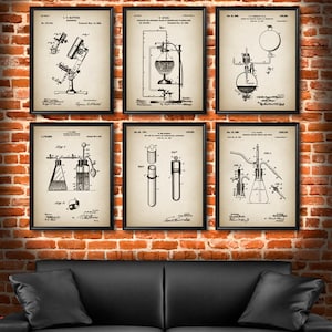 SET of 6 SCIENCE Posters, Vintage Patent Illustration, Science Art ...