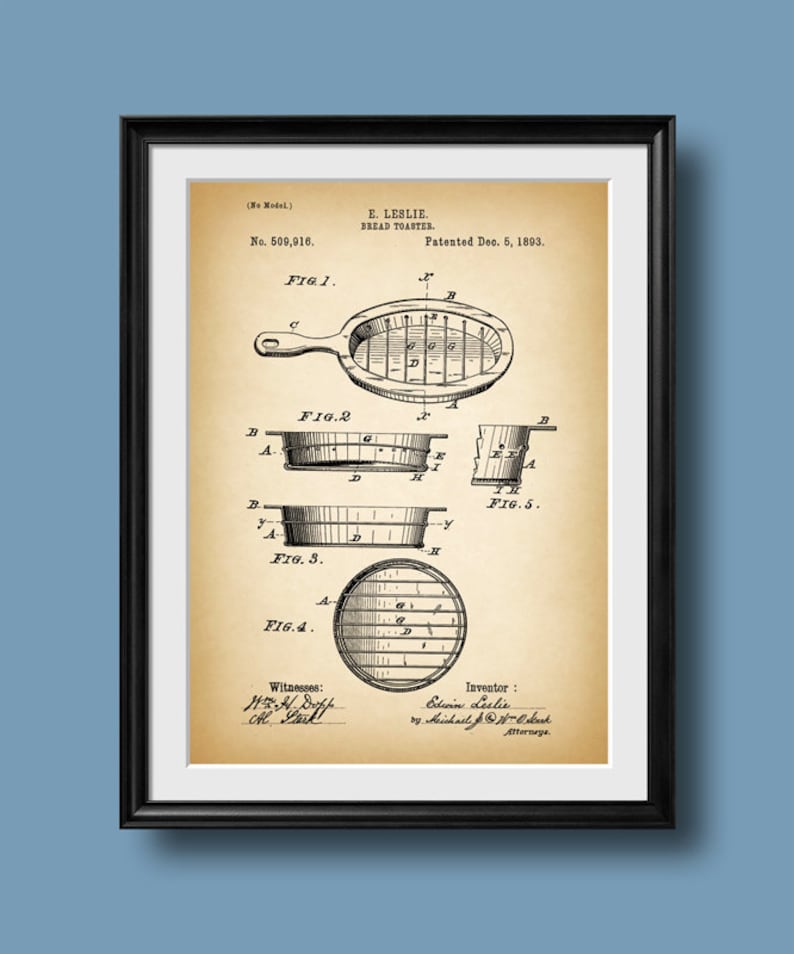 Retro 1893 bread Toaster Vintage Patent - Etsy Australia