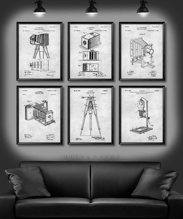 SET of 6 PHOTOGRAPHY Art Posters, Photography Patent Illustration ...