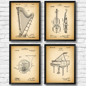 SET of 4 MUSIC Art Posters, Vintage Patent Illustration, Art Print or ...
