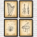SET of 4 MUSIC Art Posters, Vintage Patent Illustration, Art Print or ...
