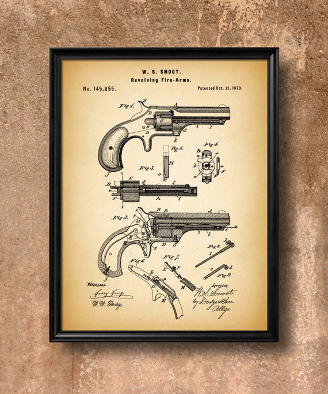 Retro 1873 "revolving Firearm" Vintage Patent Illustration, Art Print ...