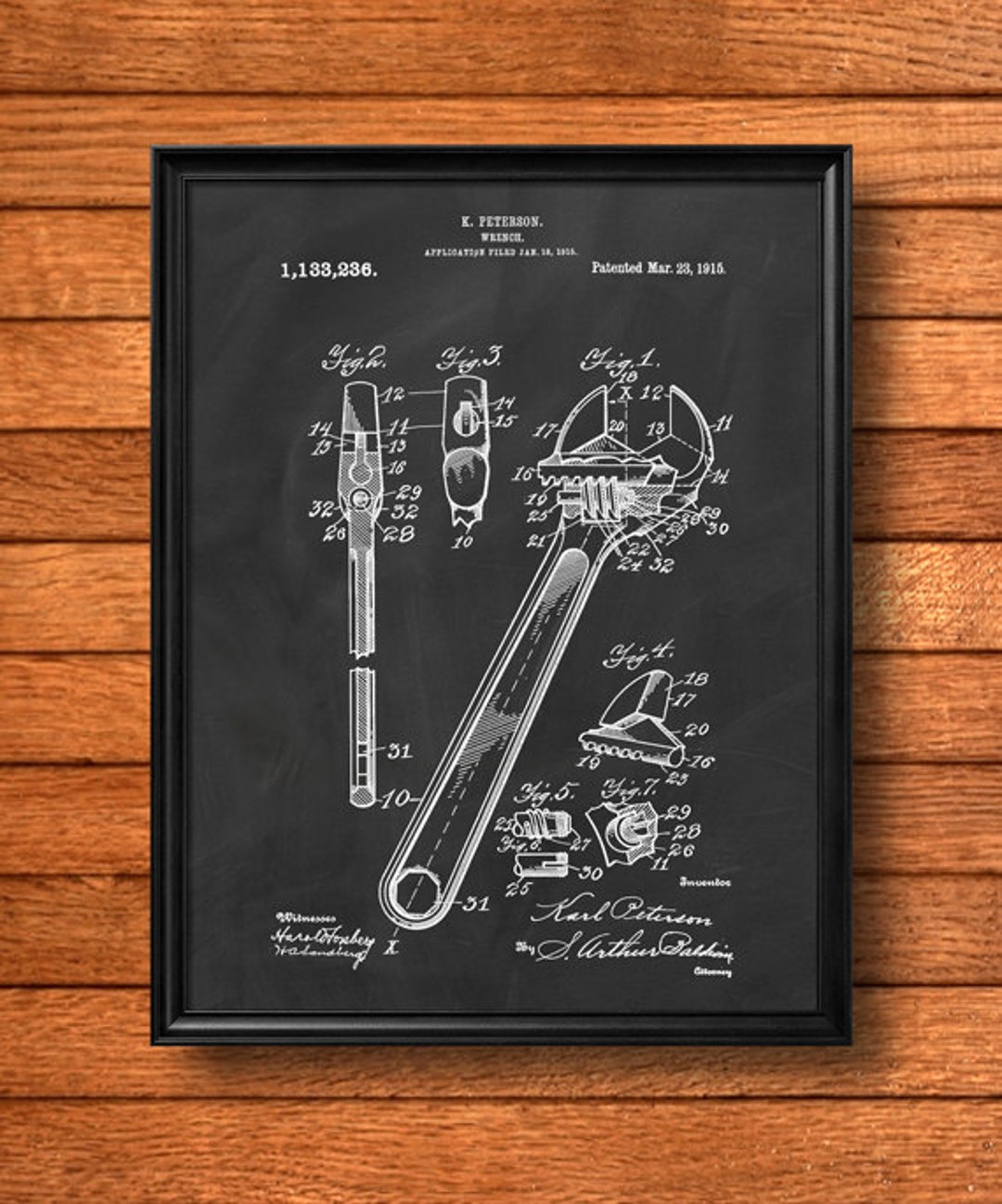 Retro 1915 Wrench - Vintage Art Print Poster or Canvas, Wall Art ...