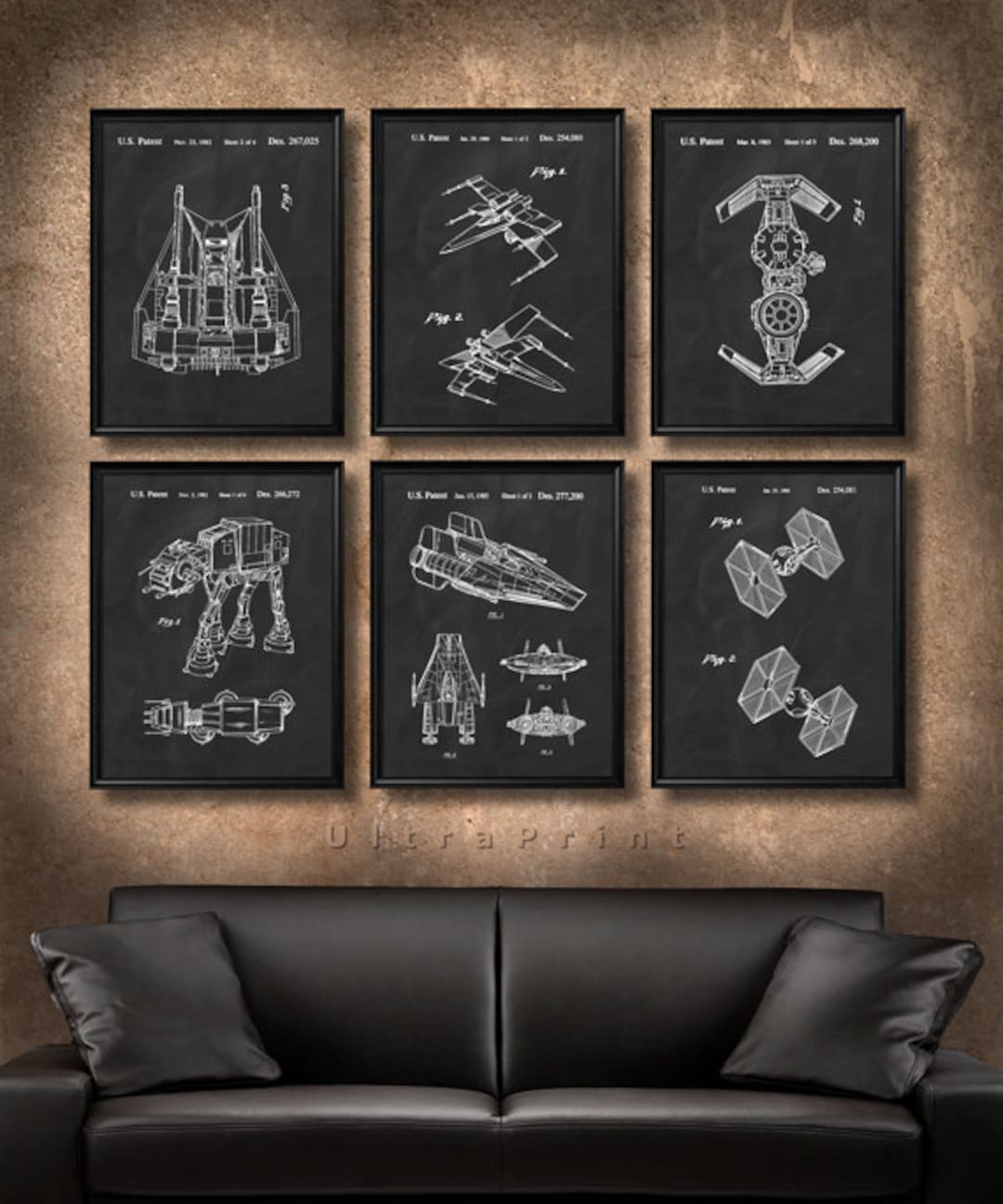 SET of 6 Star Wars Art Posters, Vintage Patent Illustration, Art Print ...