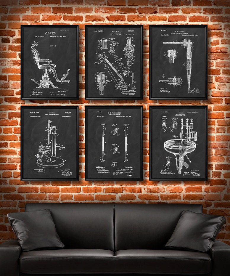 SET of 6 DENTAL Art Posters Dentist Patent Illustration Art - Etsy