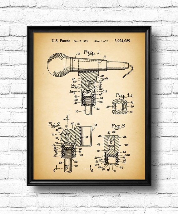 Retro "microphone Mount" Vintage Patent Illustration, Art Print Poster ...