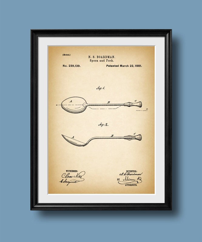 Retro 1881 spoon and Fork Vintage Patent - Etsy